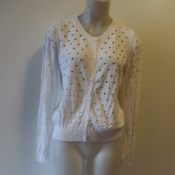 Sandro | Sweaters | Womens Sandro White Perforated Light Knit Button ...